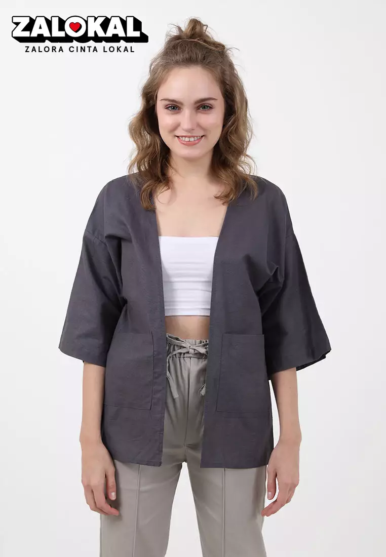 Jual Berrybenka Label Sofia Helena Basic Outer Dark Grey Original 2024 ...