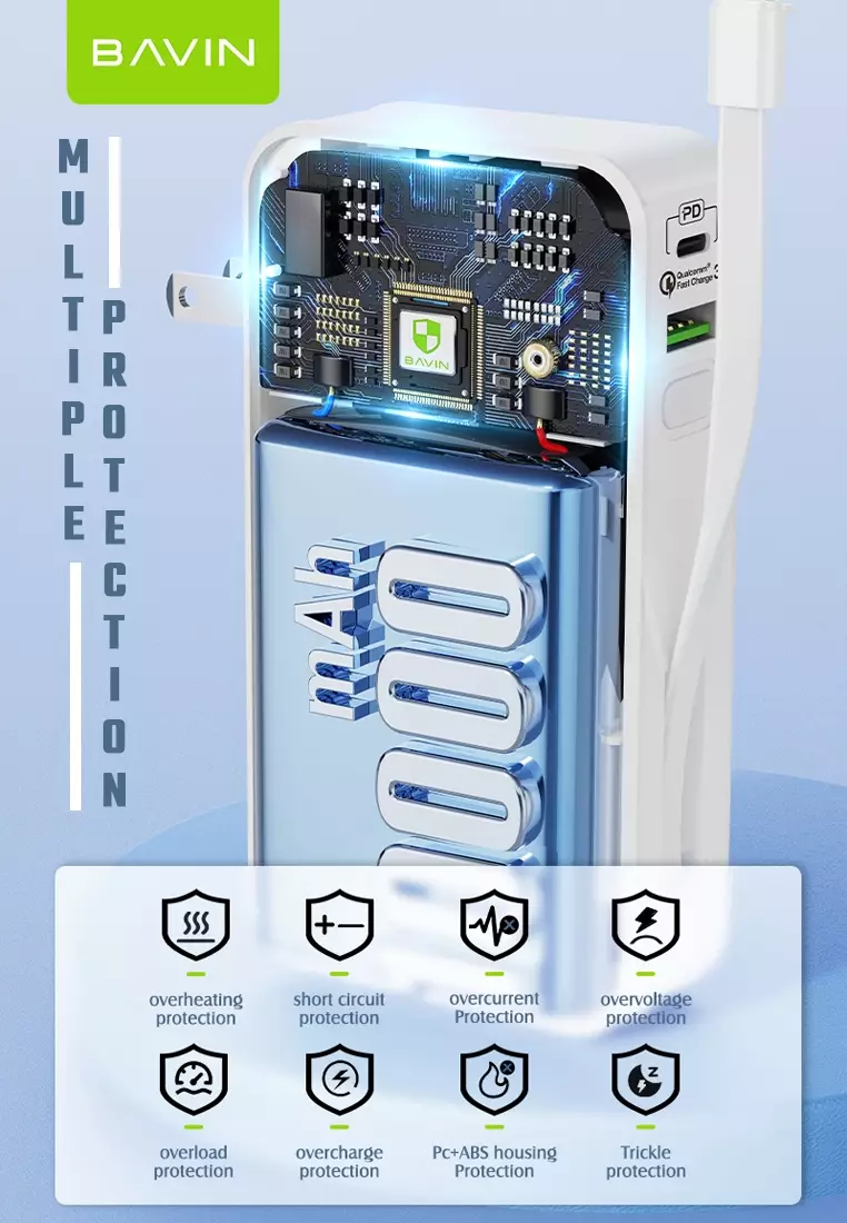 Buy BAVIN PC018 10000mAh 30W Fast Charging Portable Power Bank w/ Built ...