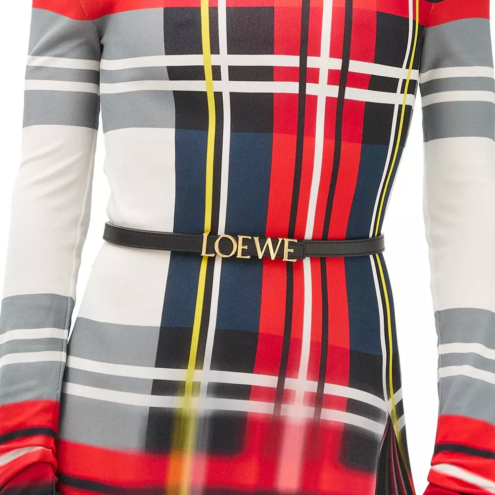 Jual LOEWE Logo Lettering Metallic In Smooth Calfskin Belt 15mm Black ...