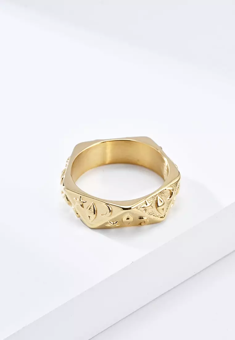 Buy HAPPY FRIDAYS Titanium Steel Polygon Star Moon Eye Ring JW QF-JZ771 ...