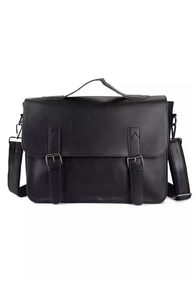 Buy Lara Men Front Flap Buckle Fasten Messenger Bag - Black 2025 Online ...