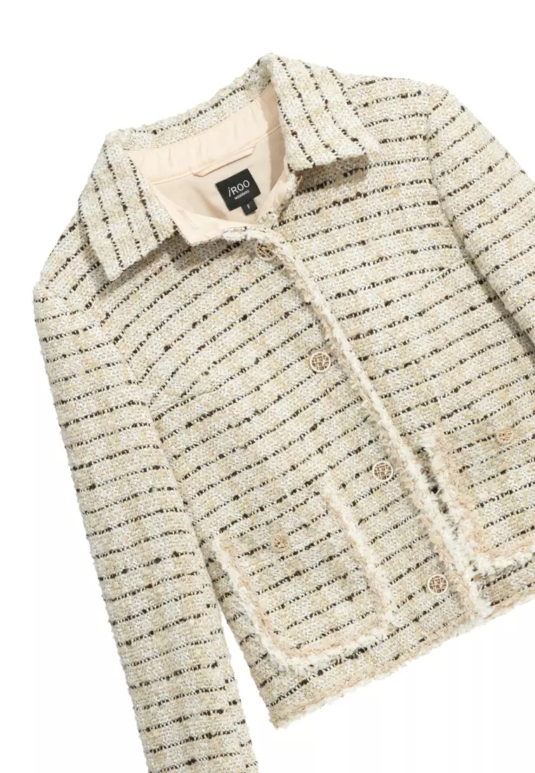 Buy iROO Contrast Stripe Tweed Jacket Online | ZALORA Malaysia