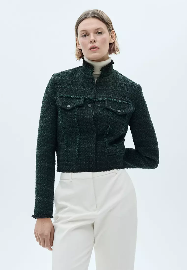 Mango High Collar Tweed Jacket 2024 | Buy Mango Online | ZALORA Hong Kong