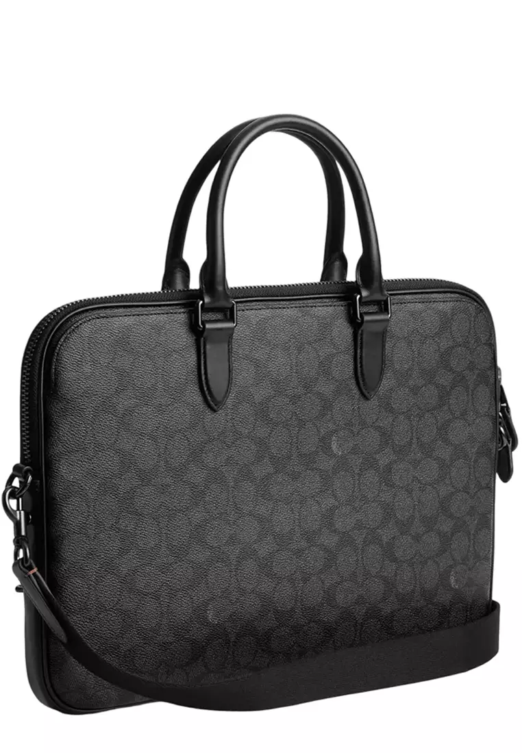 Buy Coach Gotham Slim Briefcase Bag In Signature Canvas - Charcoal ...