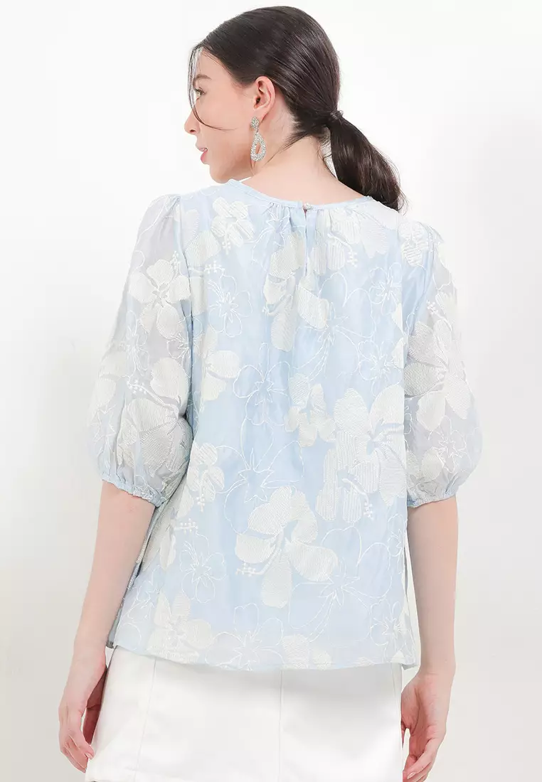 Jual Icons Emb Puff Sleeves Blouse Original 2024 | ZALORA Indonesia