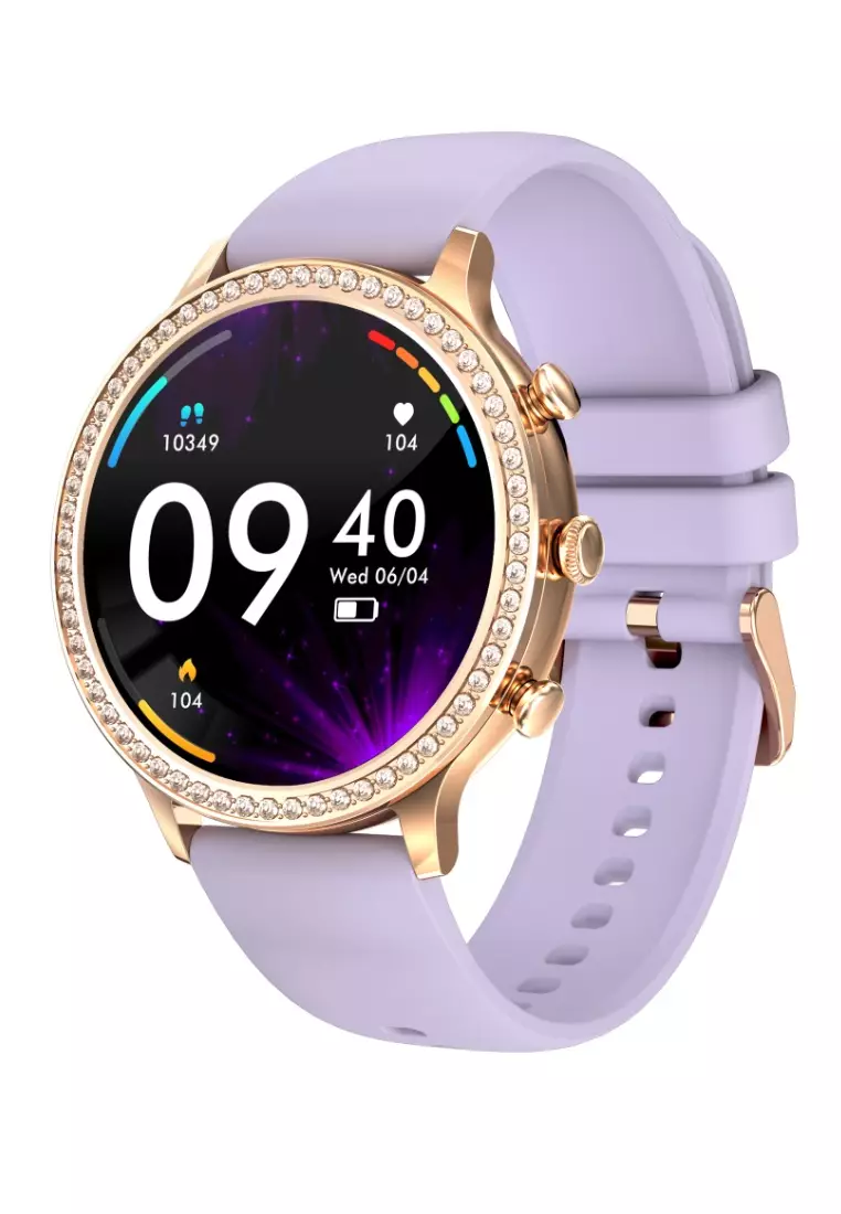Buy EGLANTINE Ladies Smart Watch Paved with Crystals, Silicone Strap ...