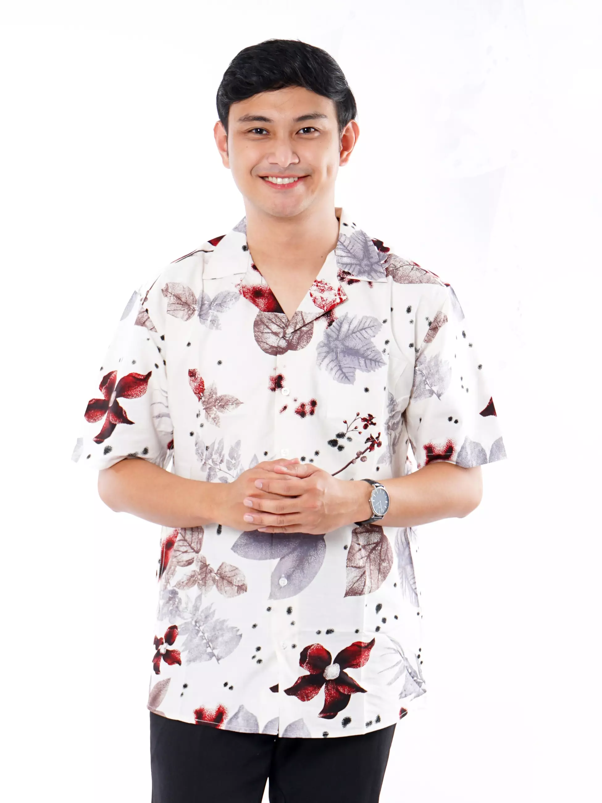 Jual Andre Michel Andre Michel Kemeja Kerah Hawai Lengan Pendek Motif ...