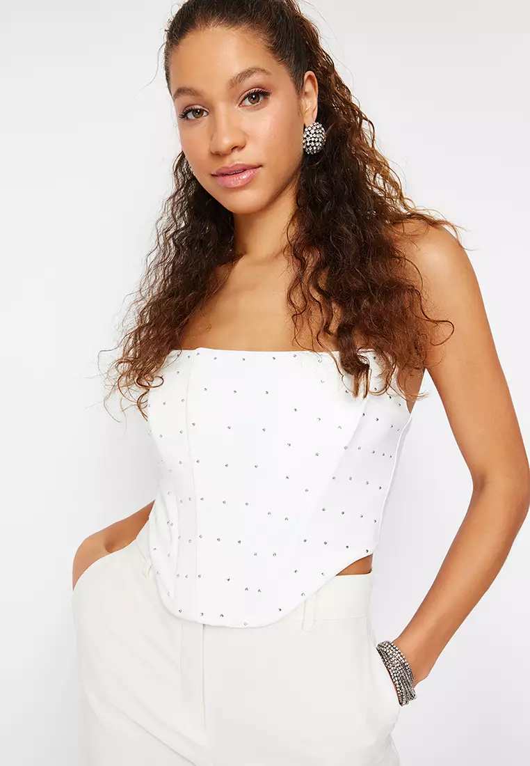 Buy Trendyol Embellished Cropped Bustier 2026 Online | ZALORA Philippines