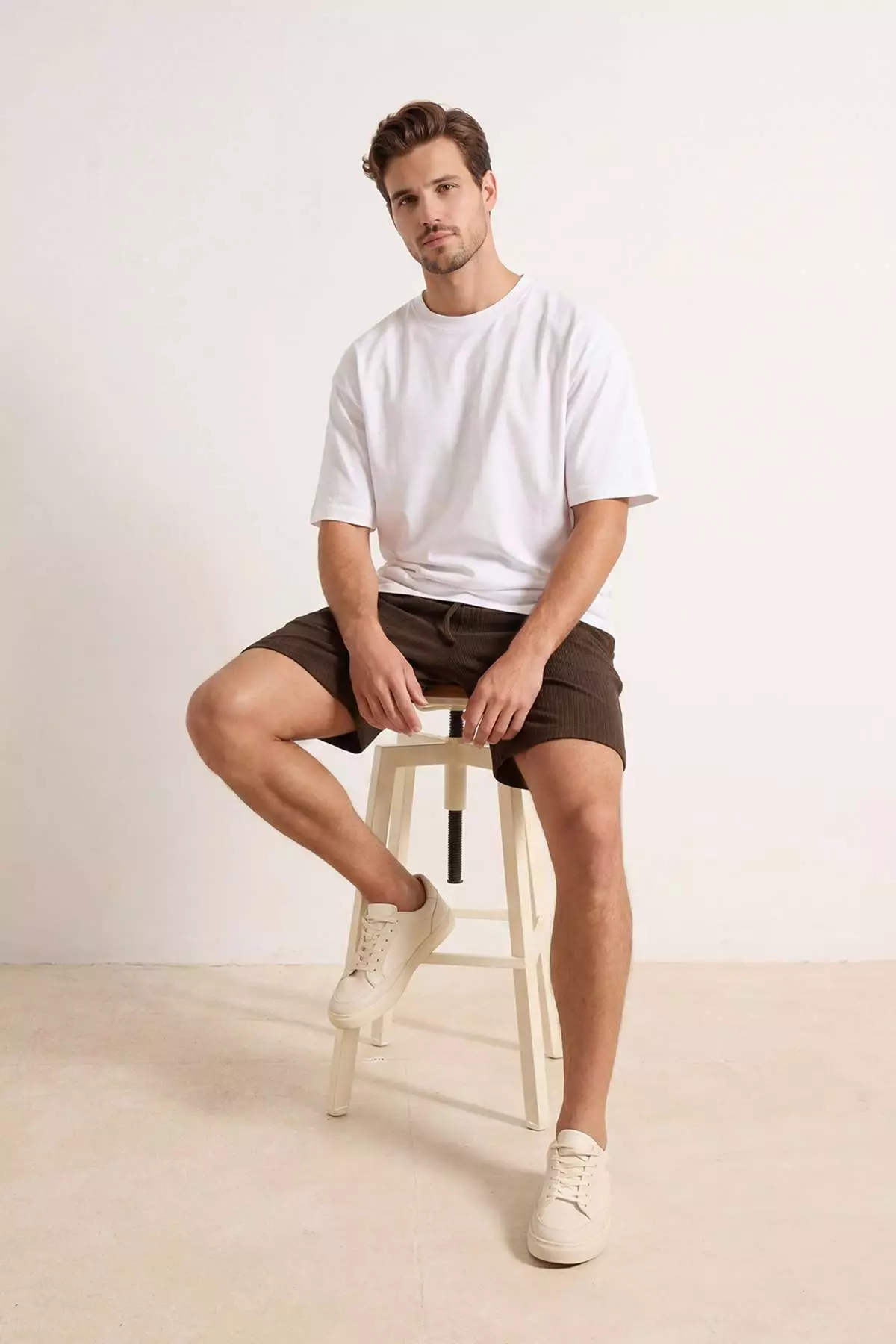 Buy Trendyol Brown Regular/Normal Cut Textured Wrinkled Shorts ...