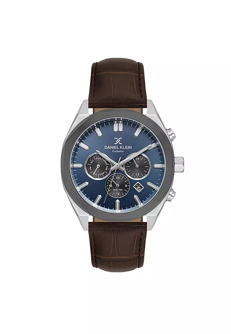 網上選購 Daniel Klein Exclusive Men's Analog Watch Brown Genuine Leather DK.1.14065-5 2025 系列 | ZALORA香港