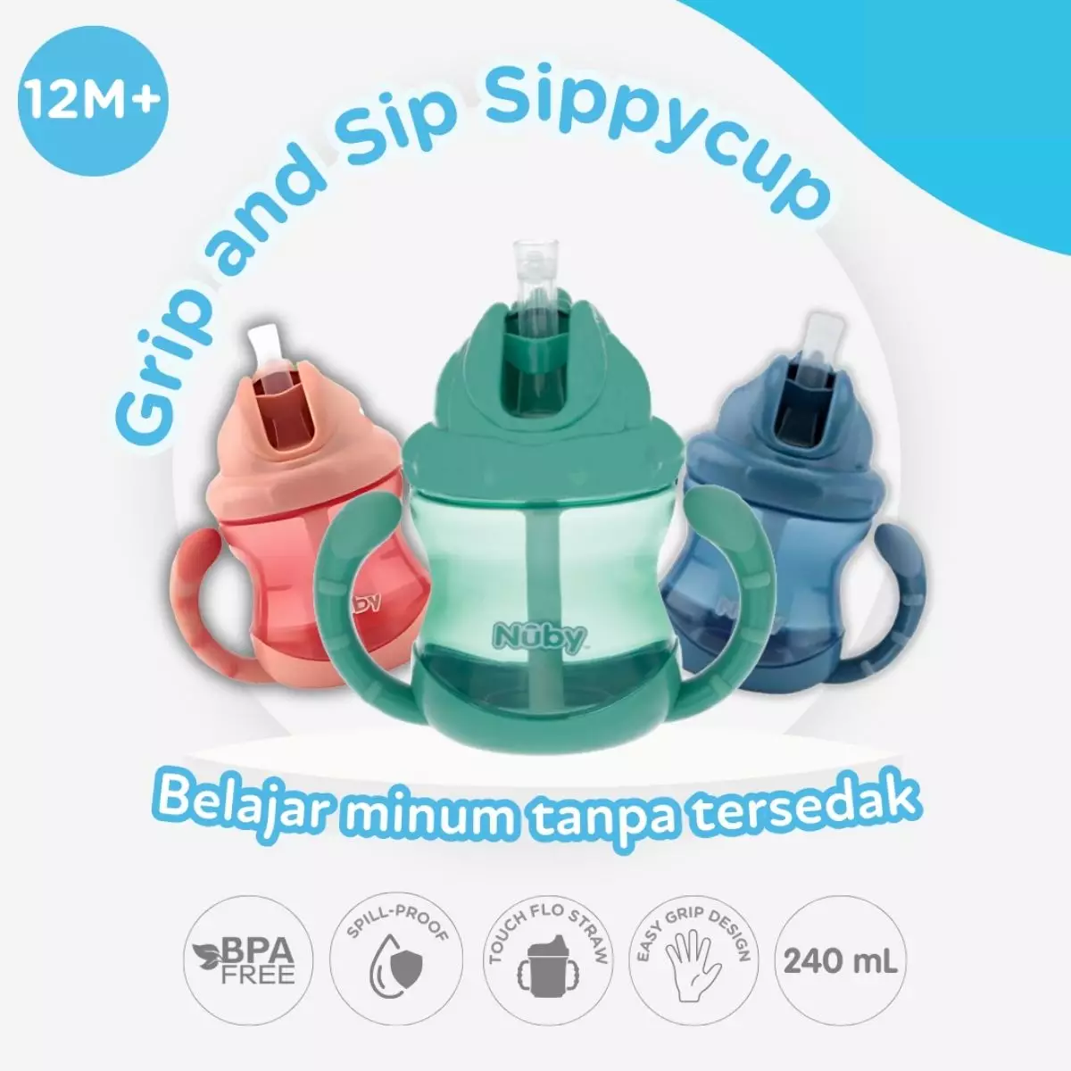 Jual Mothercare Nuby Grip N Sip Pp Twin Handle Cup Pink 240 ml - Botol ...