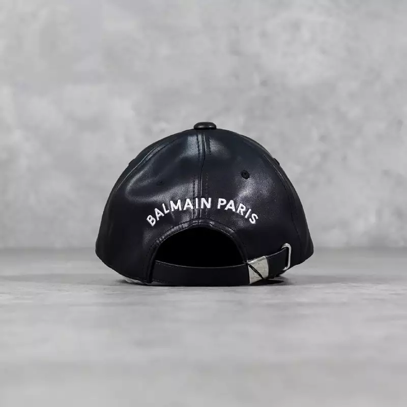 Jual Balmain Topi BALMAIN TEXT EMBROIDERY WHITE BLACK LEATHER CAP 100% ...