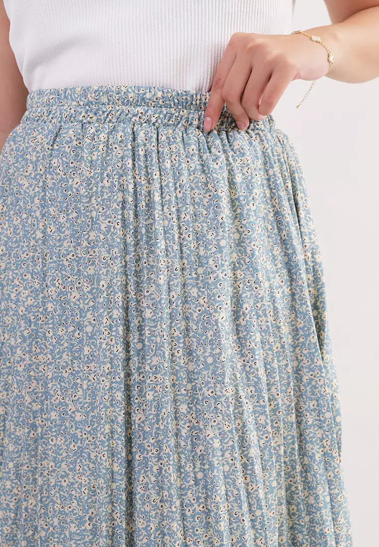 Jual Berrybenka Label Tekka Cornelia Flower Skirt Sky Blue Original ...