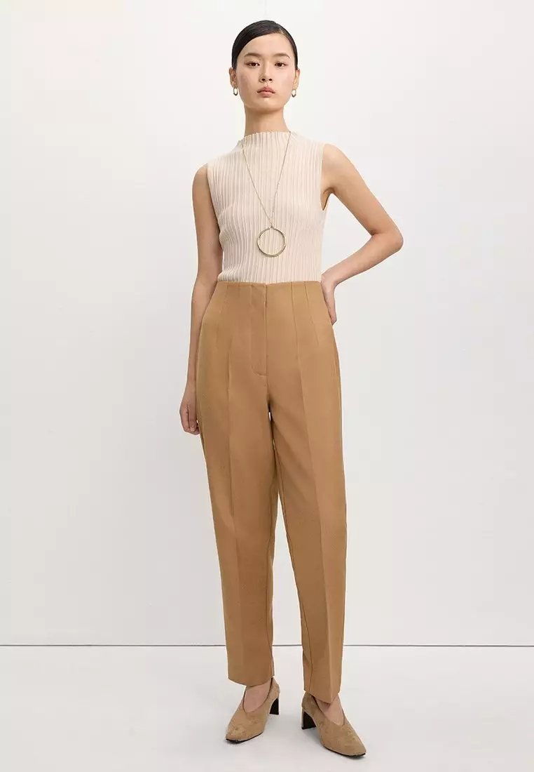 Buy Pomelo High Waist Tailored Pants - Beige 2026 Online | ZALORA
