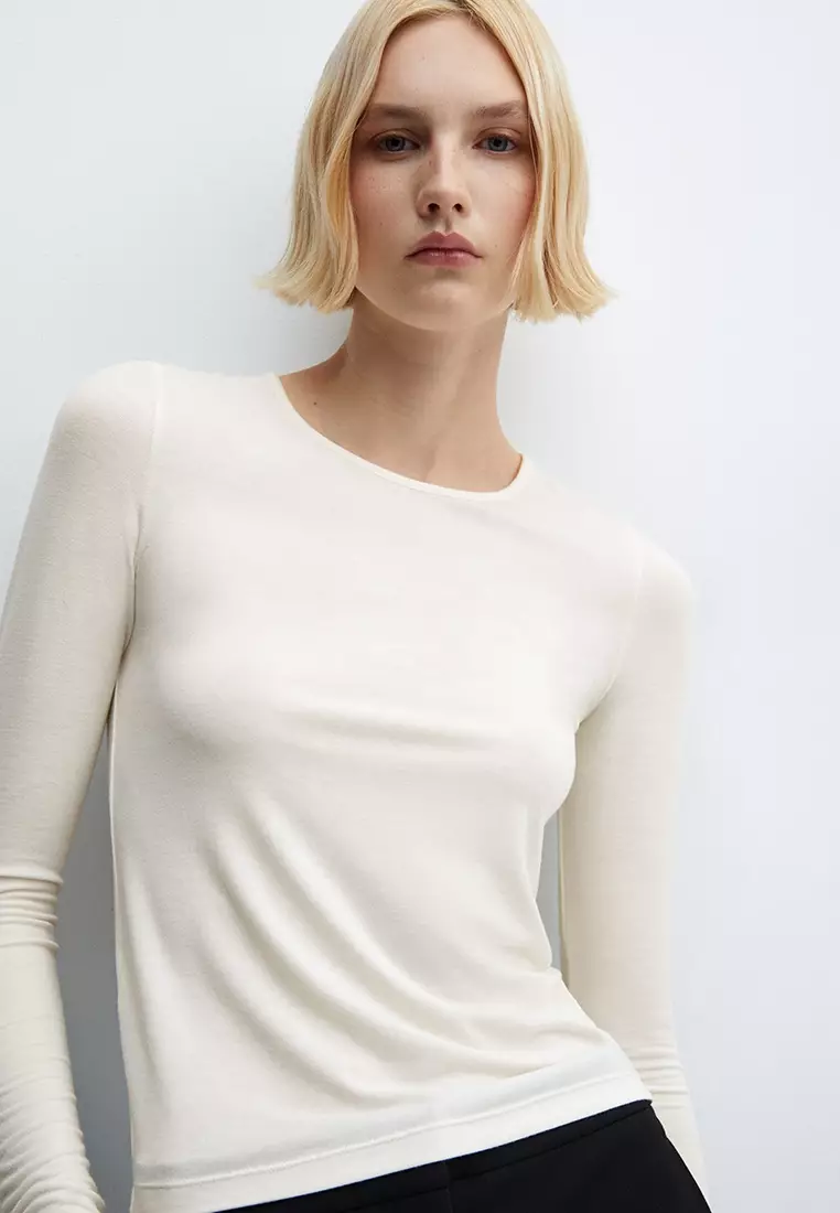 Buy Mango Round-Neck Knitted T-Shirt Online | ZALORA Malaysia