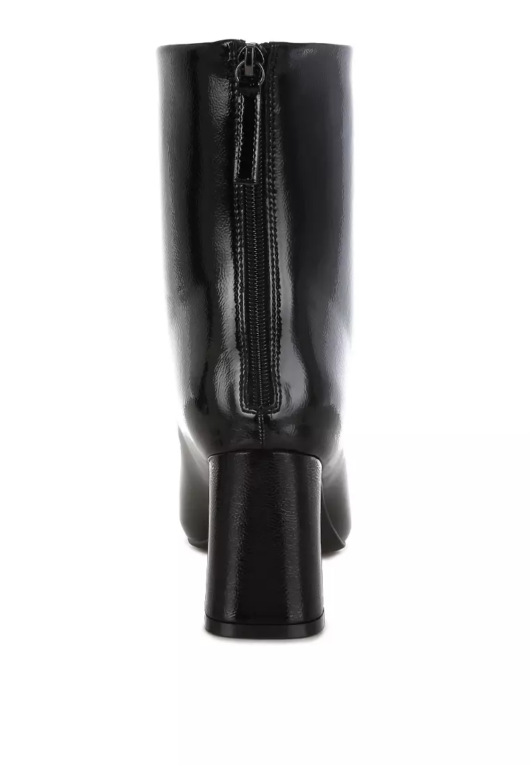 Buy London Rag Patent Square Toe Ankle Boots In Black 2025 Online | ZALORA