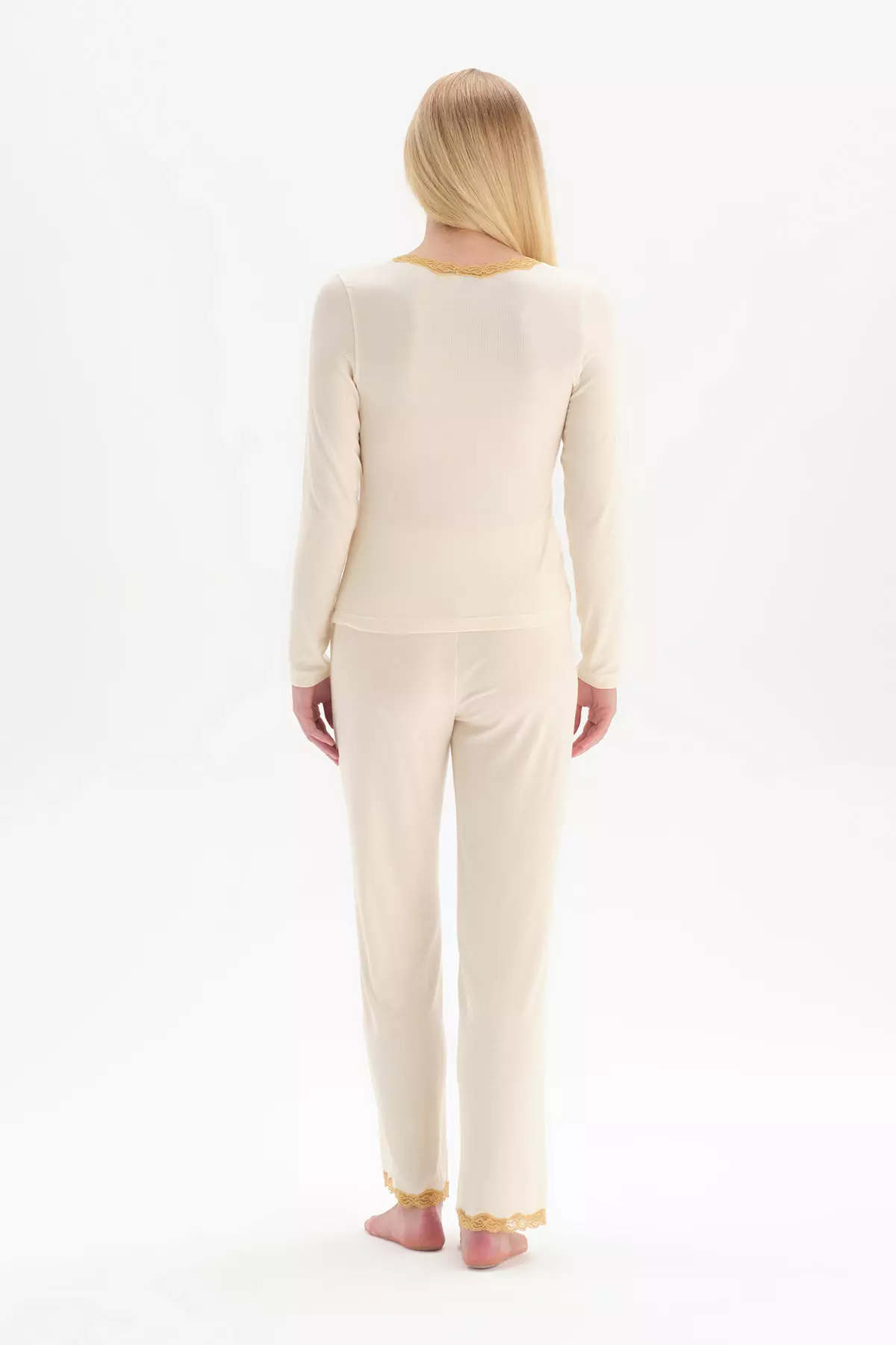 Buy DAGİ Beige Pyjama Set, Double-Breasted, Regular Fit, Long Sleeve ...