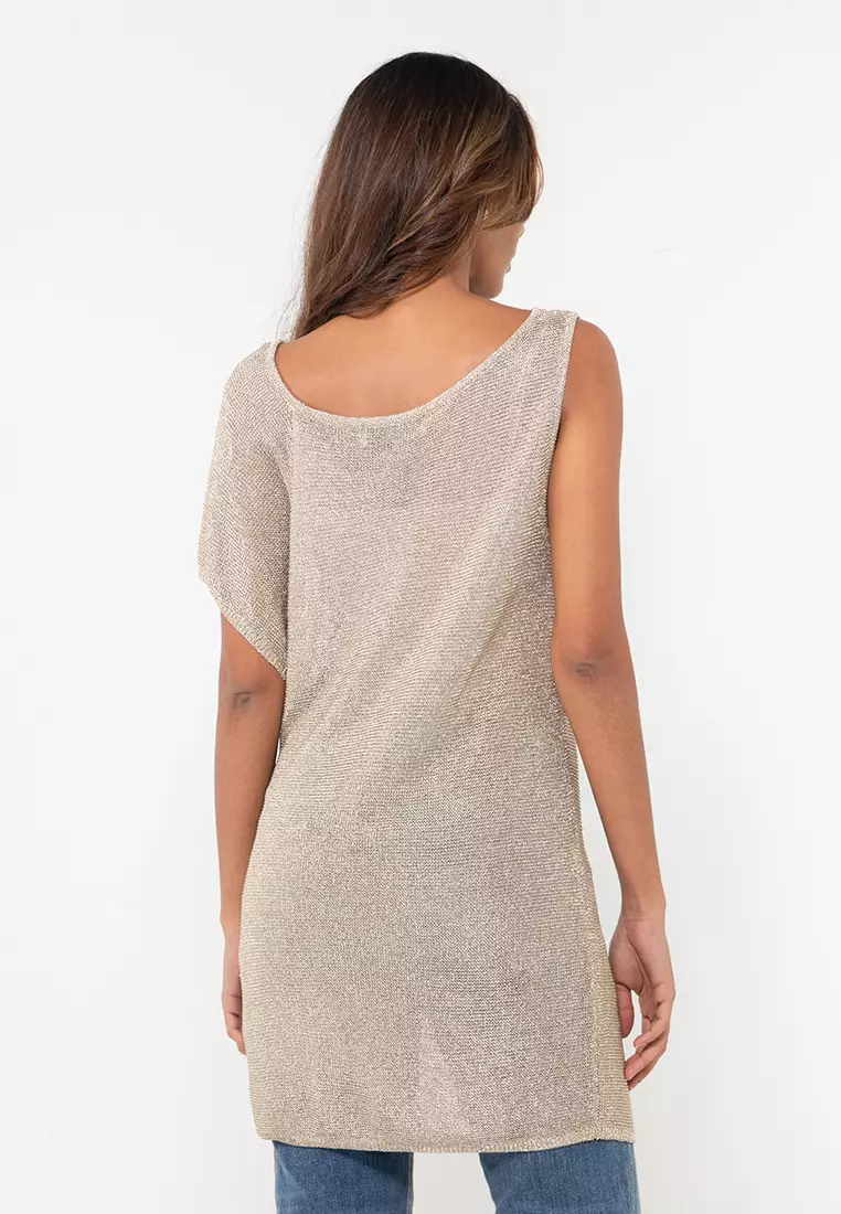 ZARA Asymmetric Knit Metallic Thread Top 2024 | Buy ZARA Online ...