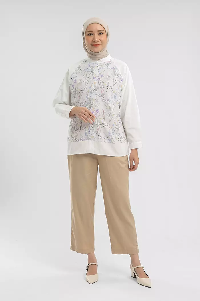 Jual Syaline Hijab Syaline Hijab - Atasan Blouse Waita Bahan Katun Poplin - Amy Shirt Bloom ...