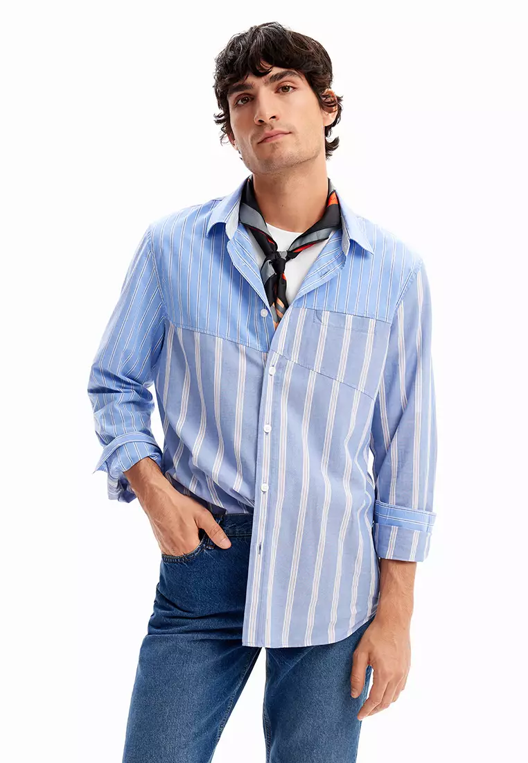 Buy Desigual Desigual Man Patchwork striped shirt. 2024 Online | ZALORA ...