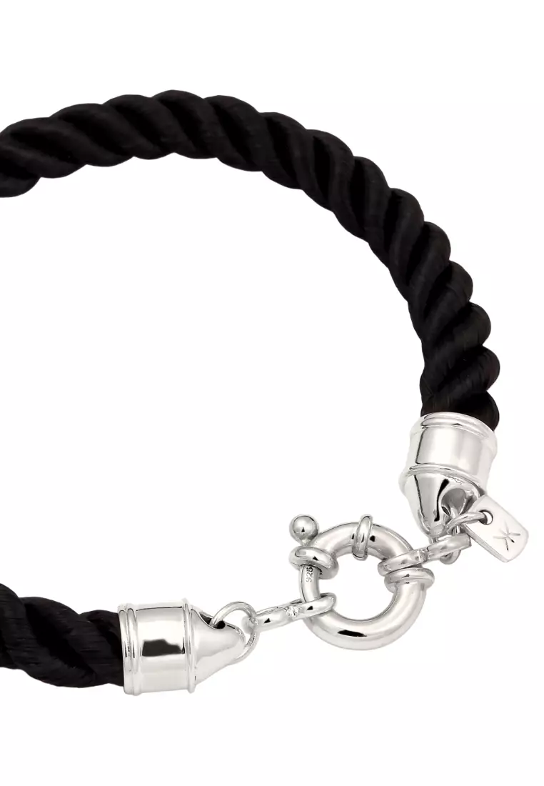 Buy Kuzzoi Men's Black Twisted Cord Bracelet – Silver Clasp 2026 Online ...