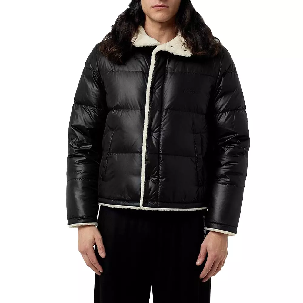 Jual SAINT LAURENT Faux Shearling Lining Nylon Down Puffer Jacket Black ...
