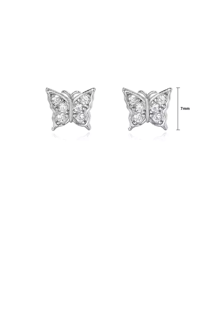 Buy SOEOES 925 Sterling Silver Simple and Exquisite Butterfly Stud Earrings with Cubic Zirconia ...