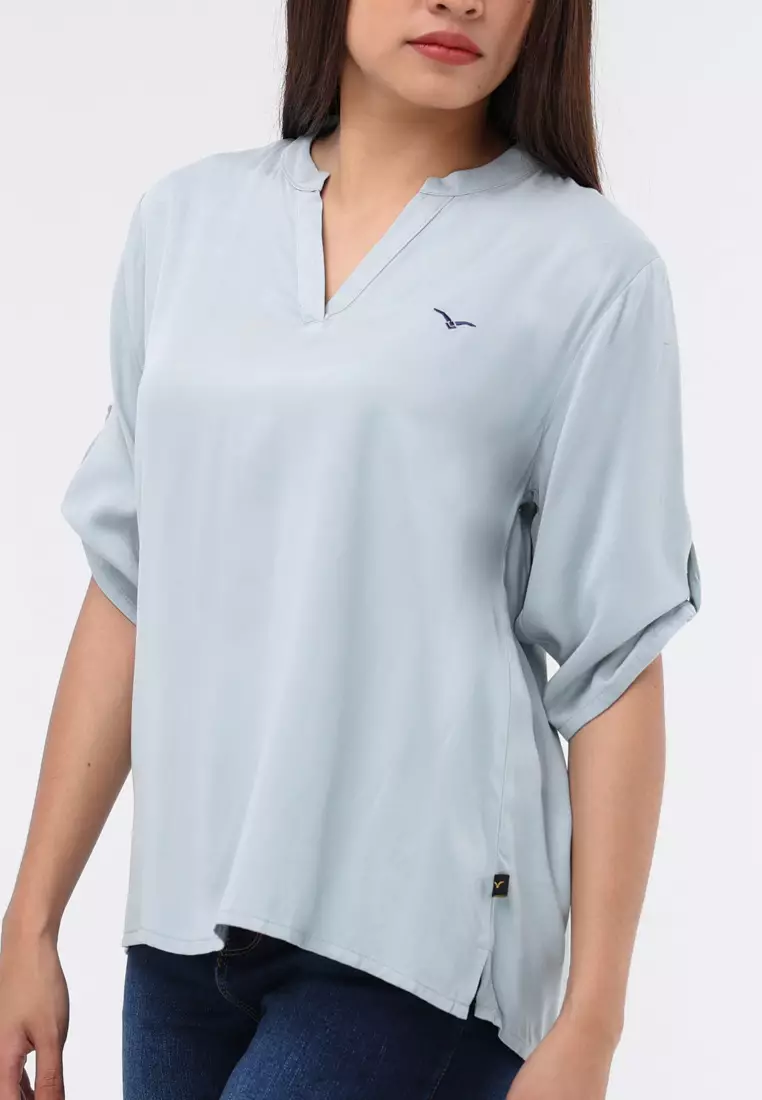 Buy Freego Ladies Plain Single Bold Twill 3/4 Blouse 2025 Online ...