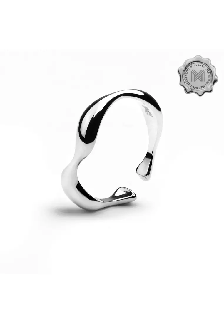 Buy Millenne Minimal Organic Flow Rhodium Ring with 925 Sterling Silver (PP-01) 2025 Online | ZALORA