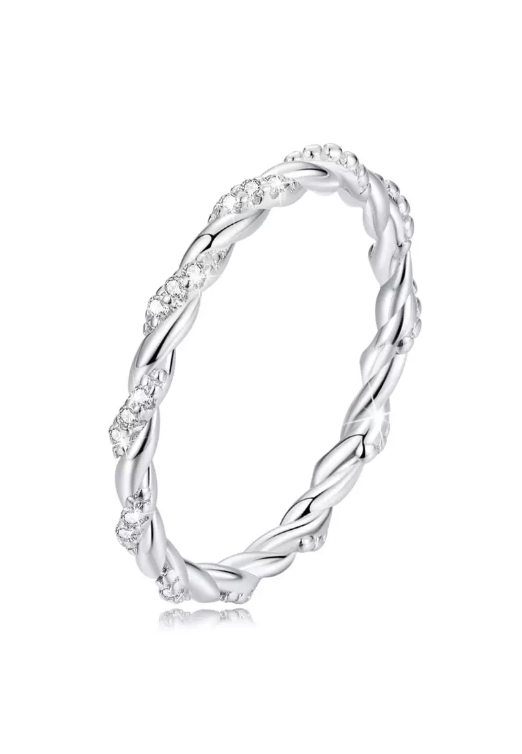 Buy 925 Signature Solid Silver Twisted Crystal String Ring Online ...
