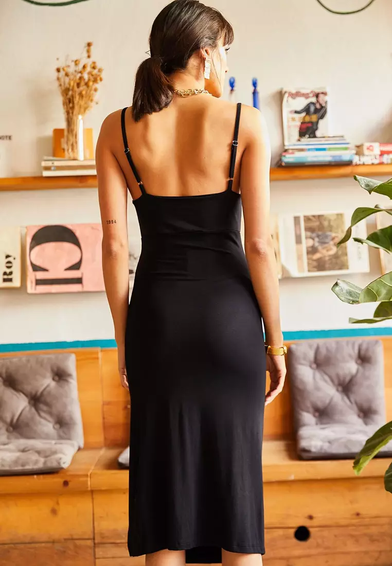 Buy Olalook Fitted Midi Slit Dress 2025 Online | ZALORA