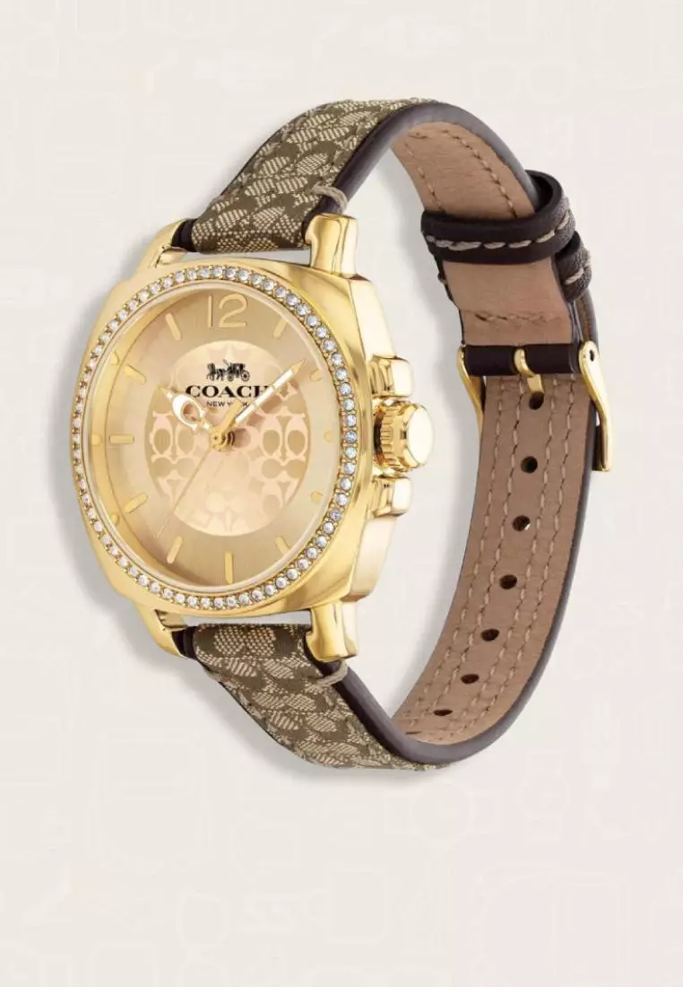 Jual Coach Jam Tangan Wanita Coach Boyfriend Signature Strap Khaki ...