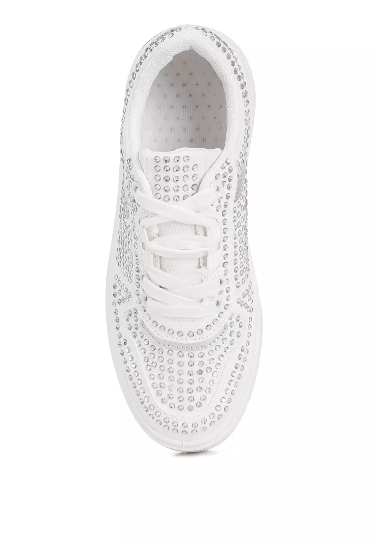 Buy London Rag White Rhinestones Embellished Chunky Sole Sneakers 2025 ...