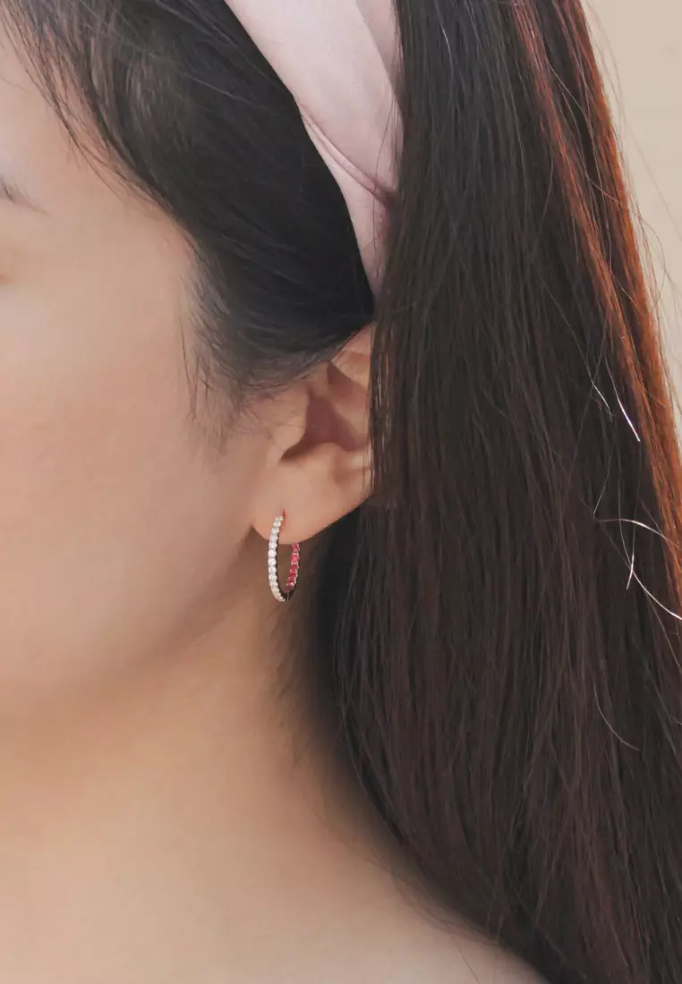 線上選購 mori Inside out diamond ruby hoops | ZALORA 台灣