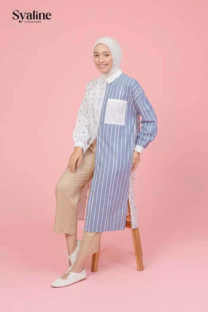 Jual Syaline Hijab Syaline Signature - Tunik Wanita Bahan Katun Poplin - Aubrey Tunic Pink ...