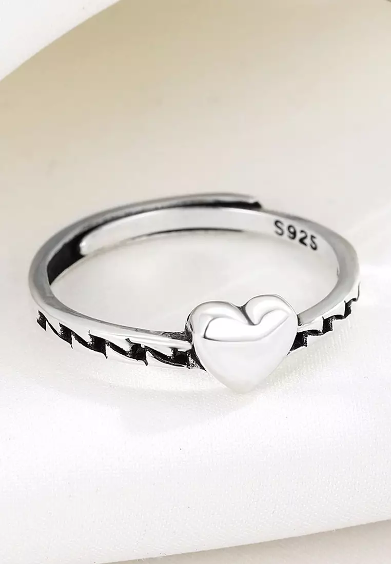 Buy LYCKA LDR2020-2 S925 Silver Vintage Love Open Ring 2025 Online | ZALORA