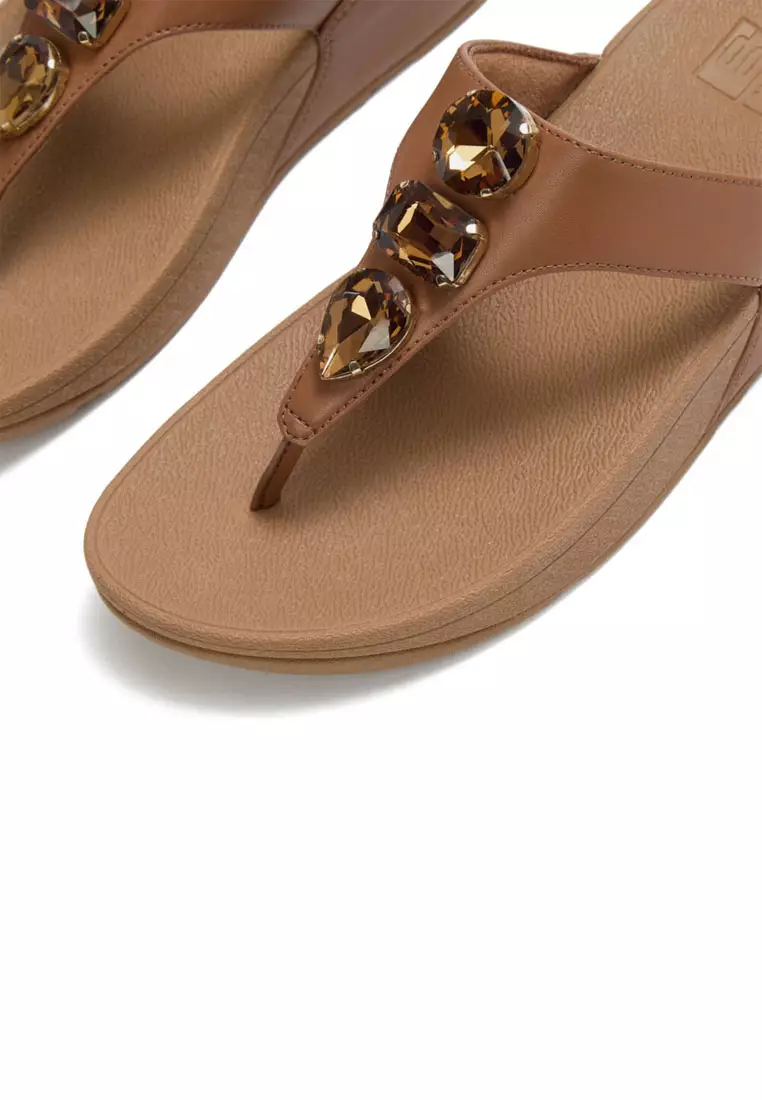 Buy FitFlop LULU Women's Ultra-Jewel Toe-Post Sandals - Deep Tan (A5E ...