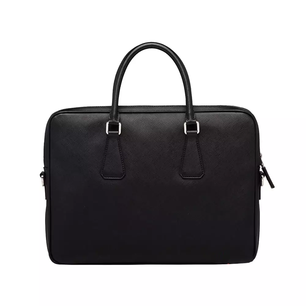 Jual Prada Triangle Saffiano Leather Briefcase Black Original 2025 ...
