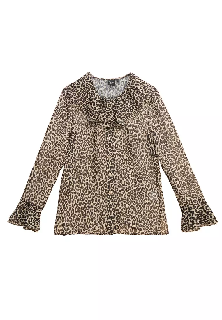 Buy iROO Leopard Print Ruffle Detail Top 2024 Online | ZALORA