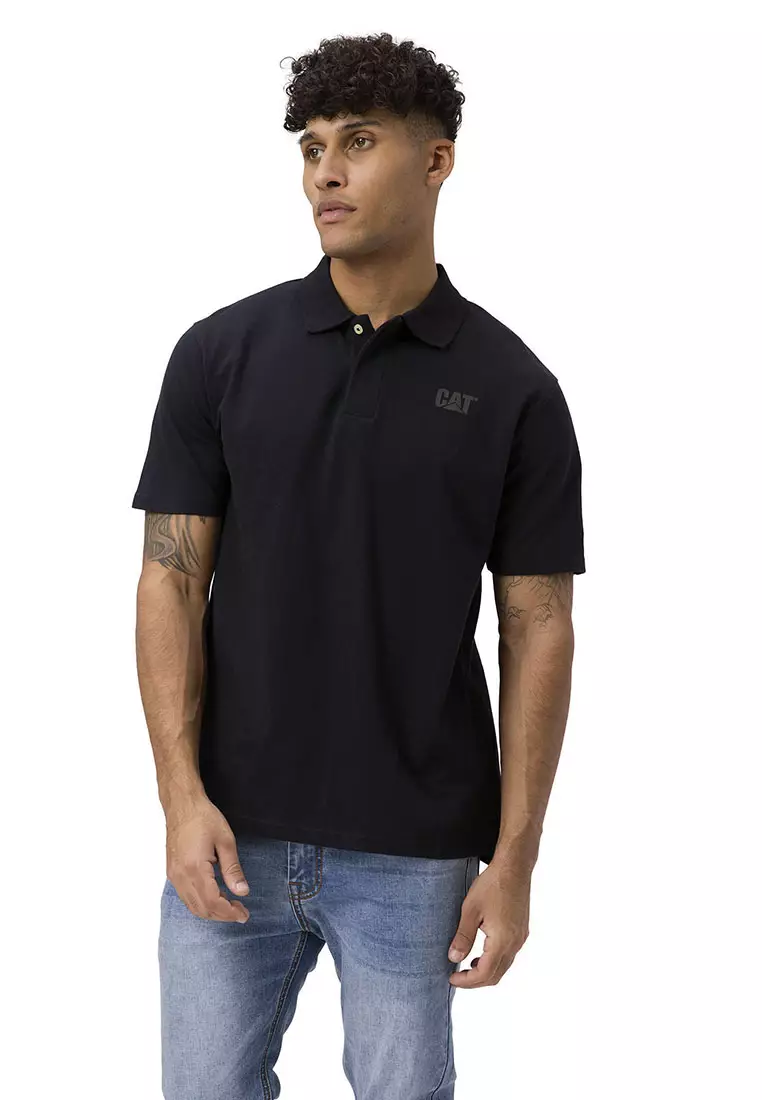 Buy Caterpillar Men's Cat Logo Pique Polo Shirt - Pitch Black (4010329 ...