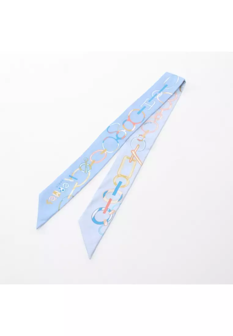 Hermès Pre-Loved Hermès twilly DO RE BOUCLES ribbon scarf silk Light ...