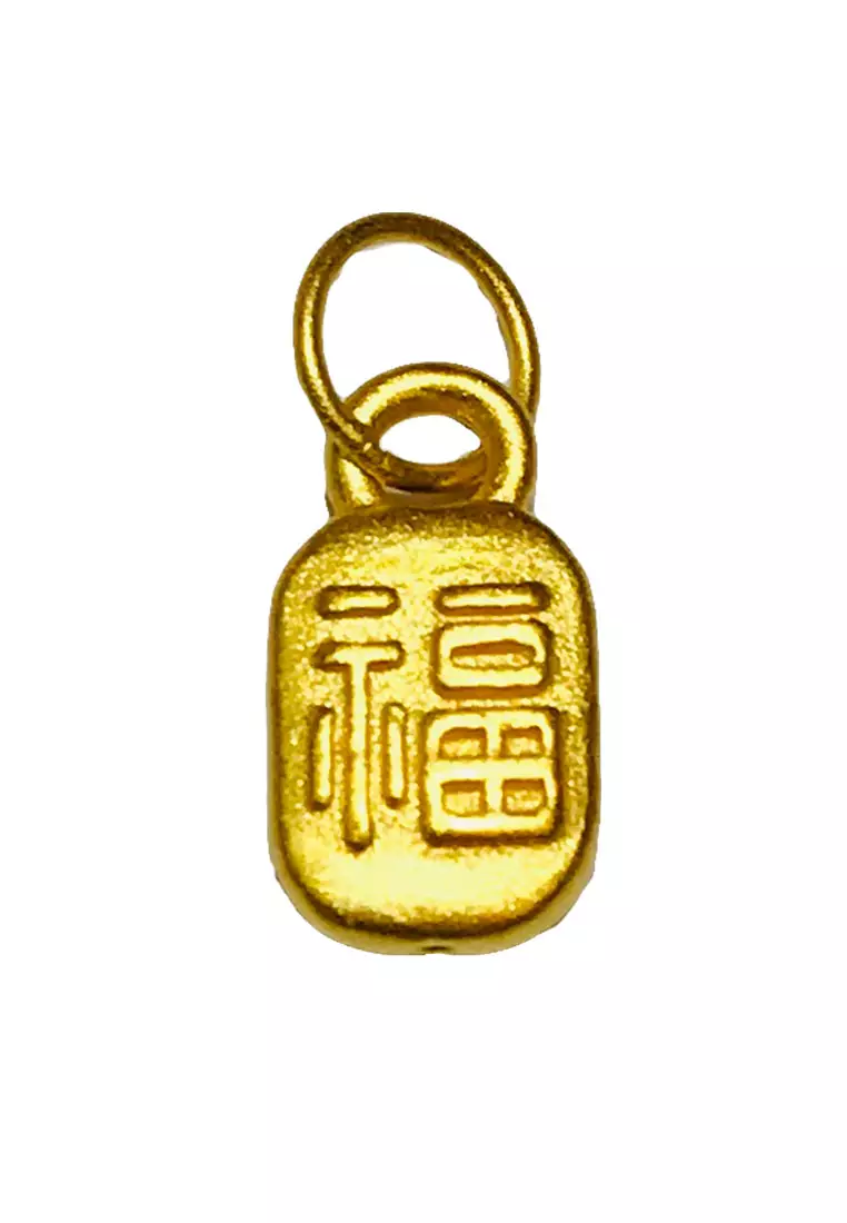 Buy LITZ [SPECIAL] LITZ 999 (24K) Gold Fu Pendant with Stainless Steel ...