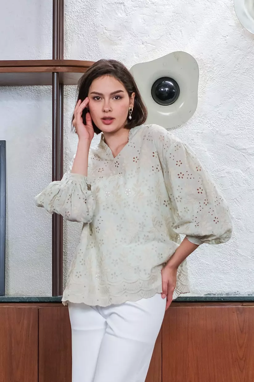 Jual Asiro Asiro Afreen Mint Blouse Atasan Wanita Linen Original 2025 ...