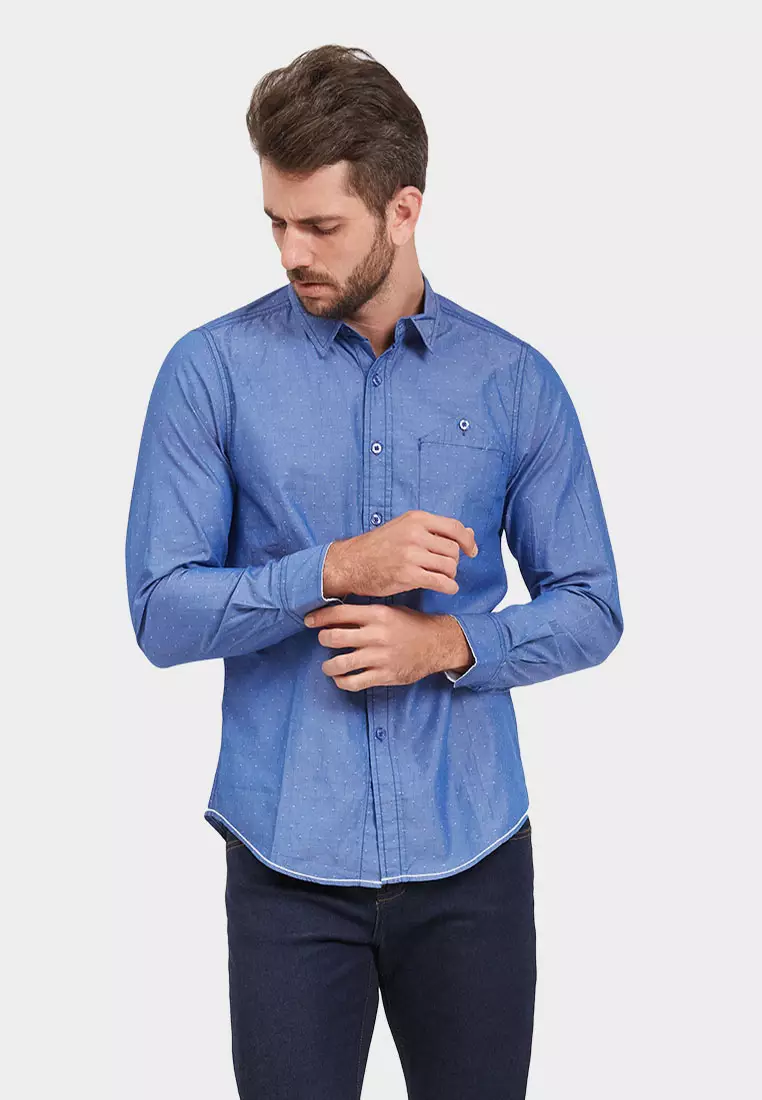 Jual NEXT GEN NEXT GEN Long Sleeve Chambray Print Shirt 0061 Original ...