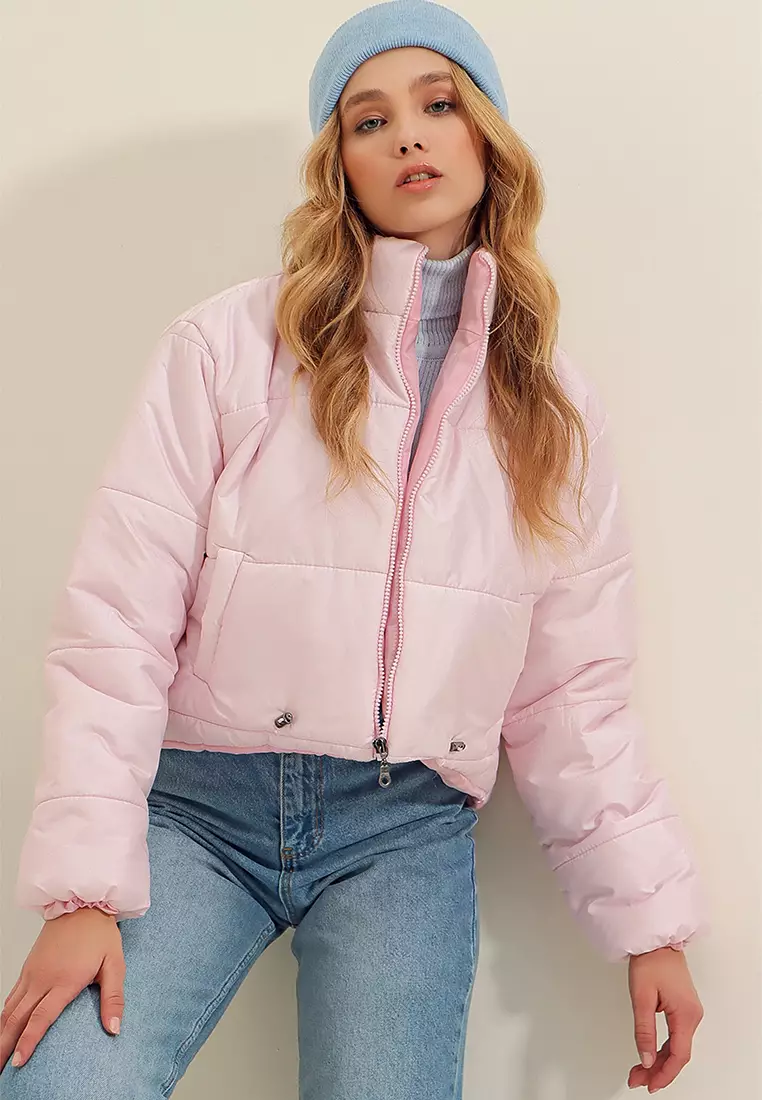 Jual Alacati Stand Collar Double Pocketed Inflatable Puffer Jacket ...