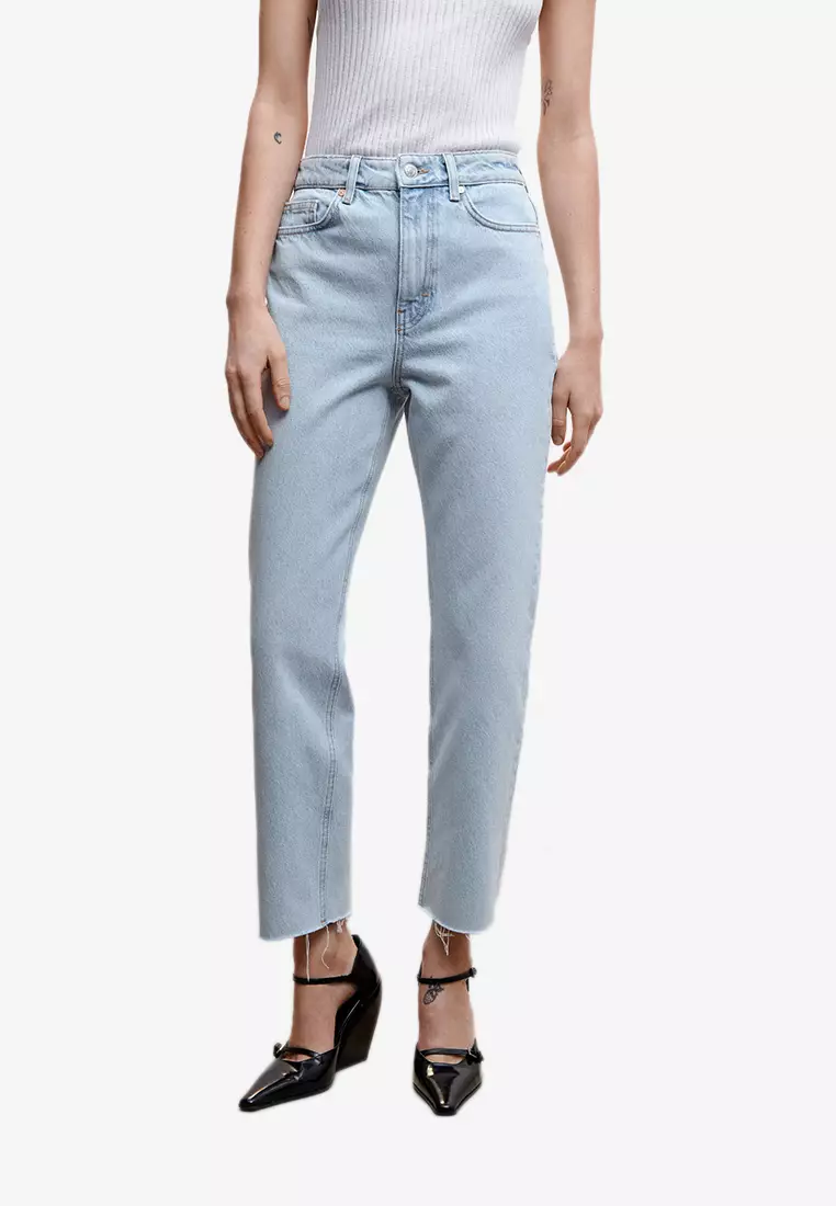 Buy Mango Frayed Hem Straight Jeans 2025 Online | ZALORA Philippines