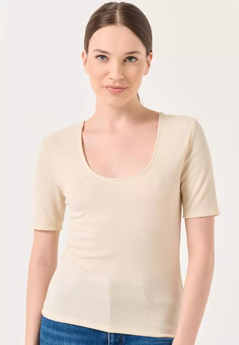 Buy Jimmy Key Scoop Neck Rib Top 2026 Online | ZALORA Philippines