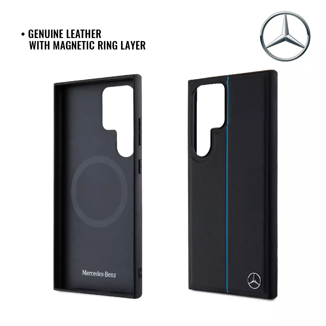Jual MERCEDES BENZ Case Samsung S24 Ultra Mercedes Magsafe Leather Blue ...