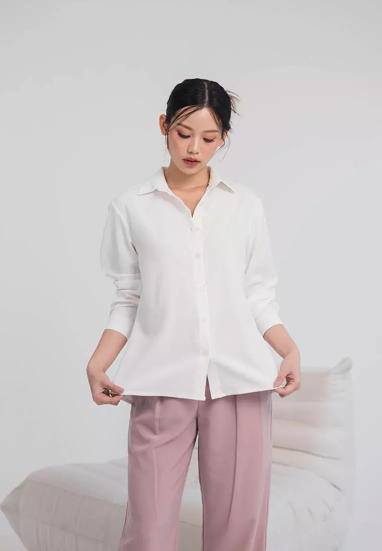 Jual Cloth Inc Overlap Back Shirt in White Original 2025 | ZALORA ...