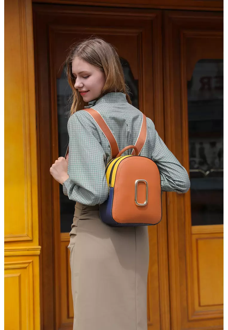 Buy Lucile Korean Tri Color Women High Quality Leather Backpack 2024 ...